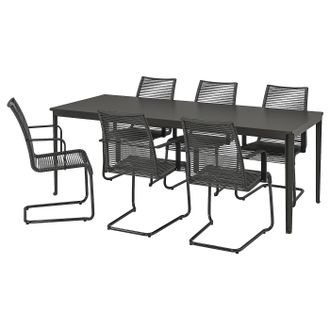 IKEA TEGEL&Ouml;N / V&Auml;SMAN Tisch+6 Armlehnst&uuml;hle/au&szlig;en
