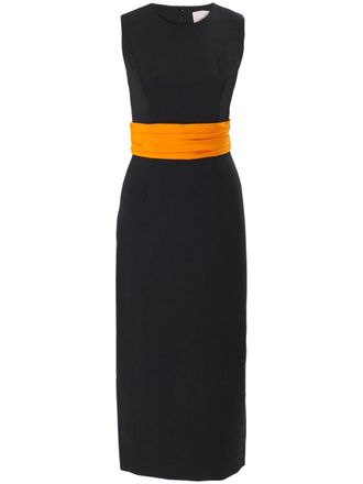 Carolina Herrera Midikleid mit Kummerbund - Schwarz