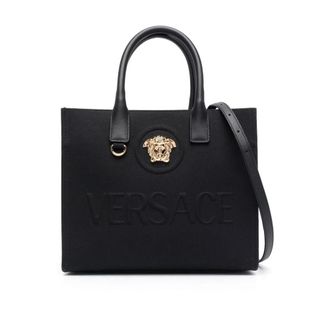 Versace Schwarze Canvas/Leder Umh&auml;ngetasche - - Bags - Damen - Schwarzk - ONE SIZE