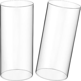 Hemobllo Transparenter Glas Kerzenschirm Winddicht Zylindrischer Kerzenhalter 6x15cm 2 St&uuml;ck f&uuml;r Tischdekoration und Kerzenlichtschutz