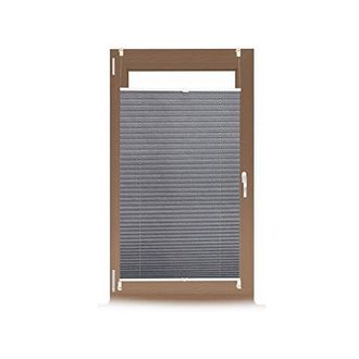 Relaxdays Plissee Rollo ohne Bohren, Klemmfix zum Kleben, Faltrollo lichtdurchlässig, Faltstore grau, BxH: 60 x 130 cm