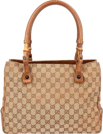 Gucci Crossbody Bags - Gucci GG Monogram Bamboo Handbag - Gr. unisize - in Braun - f&uuml;r Damen