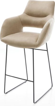 DELIFE Barstuhl Yago-Flex Mikrofaser Beige Vintage Kufengestell Metall Schwarz Taschenfederkern, Barst&uuml;hle