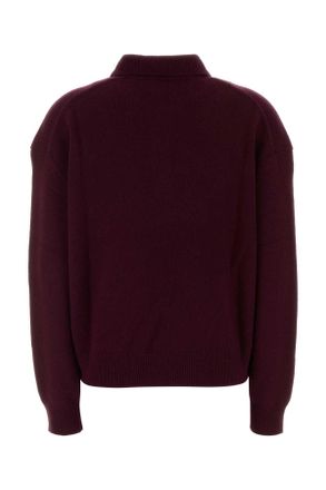 Anine Bing Womens Burgundy Cashmere Lee Polo Shirt Fig Exterior Exterior: T-shirts And Polos