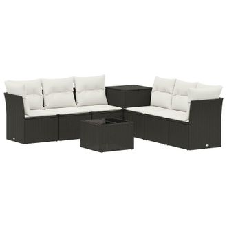 vidaXL Set Di Divani 8 Pz Nero E Bianco Crema 55 X 55 X 37 Cm Vidaxl