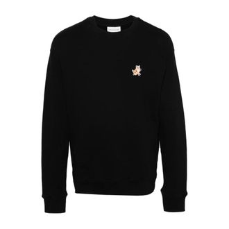 Maison Kitsun&eacute; Comfort-Fit Sweater mit Speedy Fox Logo-Patch - - Sweatshirts & Hoodies - Herren - Schwarzk - XL
