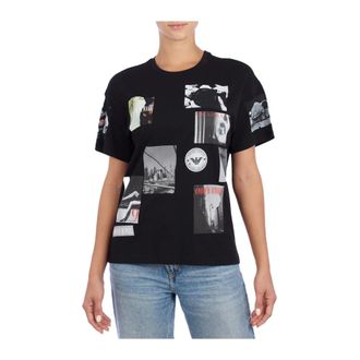 Emporio Armani Modernes T-Shirt mit Grafikprint und kurzen &Auml;rmeln - - Tops - Damen - Schwarzk - 2XL