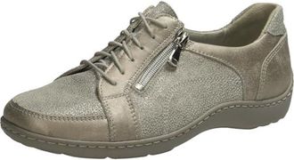 Waldl&auml;ufer Henni 496042-337-070 Chaussures basses en nubuck avec semelle int&eacute;rieure ProAktiv Gris clair avec effet m&eacute;tallique Largeur H, gris, 38.5 EU Large