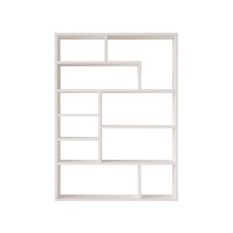 Mobili Rebecca Modernes niedriges Bücherregal, offenes Regal, weiß, Spanplatte, mit 10 Fächern, für Wohnzimmer Büro - Maße HxBxT: 123,5 x 90 x 22 cm - Art. RE7204