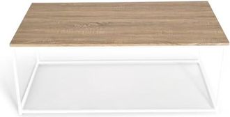 IDMarket Table Basse rectangulaire Detroit 113 cm Design Industriel Bois et métal Blanc