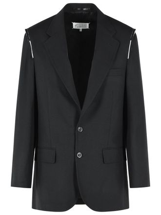 Maison Margiela Blazer en laine vierge noire