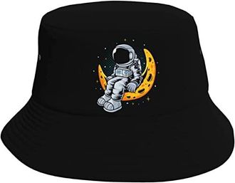 Generic Imprimé Seau Chapeau Un Astronaute Assis sur la Lune Chapeaux de Soleil de Plage Unisex Bonnet de Soleil pour pêche activités Vacances