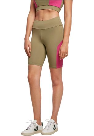 Urban Classics Damen Radlerhose Ladies Color Block Cycle Shorts, Farbe Khaki/brightviolet, Gr&ouml;&szlig;e 3XL
