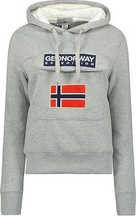 Geographical Norway Gadrien Lady - Sweat Femme Zip Capuche Poches - Sweatshirt Pull Manches Longues Chaud Hoodie Veste - Femmes Printemps Ete Automne Hiver (Gris Clair M)