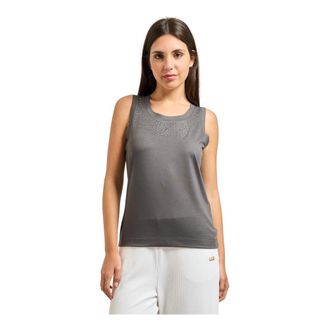 Emporio Armani Femme, Tops, Gris, Taille: 42 FR Precious Viscose T-shirt