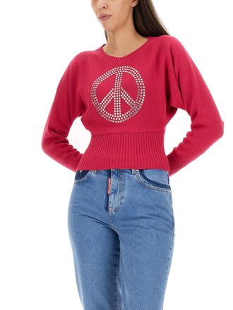 Moschino Peace Symbol Virgin Wool Sweater - Pink