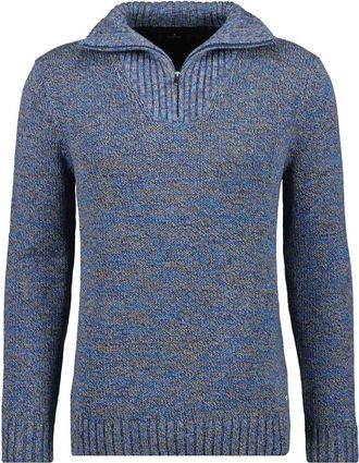 Ragman Herren Strickpullover mit Troyer-Kragen Blau-174, 3XL
