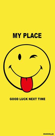 Brandsseller Badetuch 92x187 cm Smiley Strandtuch Handtuch Strandlaken - Gelb Good Luck