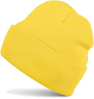 styleBREAKER Unisex Beanie Mütze einfarbig | Klassische Feinstrick Winter Strickmütze mit breitem Umschlag | Elastische Beanie in vielen Farben für Damen und Herre