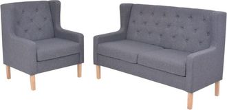 vidaXL 2-tlg. Sofa-Set Stoff Grau - Vidaxl