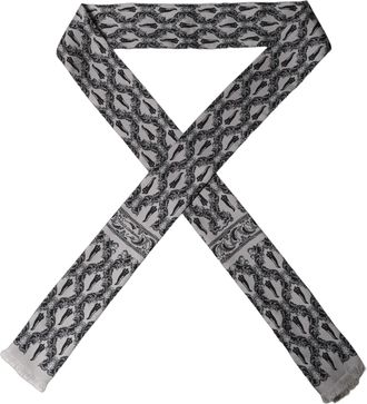 Dolce & Gabbana Baroque Silk Fringed Scarf - Gray