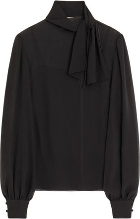 Valentino Leichtes Georgette-Oberteil mit Schal - - Blouses & Shirts - Damen - Schwarzk - S