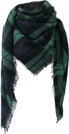 Generic &Eacute;charpe &eacute;l&eacute;gante en tricot pour femme - En cachemire doux et chaud - Motif &eacute;cossais - Pour le bureau et les loisirs, vert, taille unique