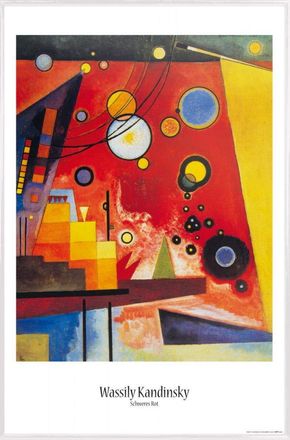 1art1 Wassily Kandinsky Poster Plakat | Bild und Kunststoff-Rahmen - Schweres Rot, 1924 (91 x 61cm)