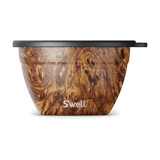 Swell Salatsch&uuml;ssel-Set aus Edelstahl - 1,8 l Teakholz - kommt mit 57 ml Gew&uuml;rzbeh&auml;lter und herausnehmbarem Tablett f&uuml;r Organisation - auslaufsicher, leicht