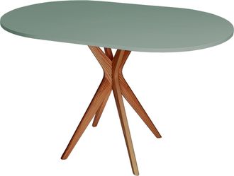 RAGABA Ovaler Esstisch klein 100x75 cm, X-Gestell, Esstich f&uuml;r 4 Personen, Massivholz, Modern, Platzsparend | Gr&uuml;n