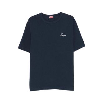 Kenzo Archive Rose Besticktes T-Shirt mit Kontur - - Tops - Herren - Blau - 2XL