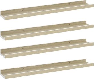 Generic vidaXL 4X Wandregal B&uuml;cherregal Wandboard Schweberegal H&auml;ngeregal Dekoregal Freischwebend Regal B&uuml;roregal Wandablage Wei&szlig; Sonoma-Eiche 60x9x3cm