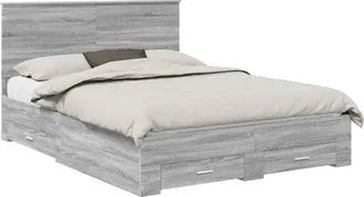 vidaXL Struttura Del Letto Con Cassetto Grigio Sonoma 150 X 200 Cm Vidaxl