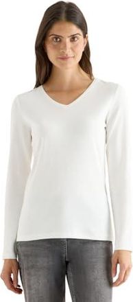 Cecil 3227271 T-Shirt à Manches Longues et col en V, Vanilla White, XXL Femmes