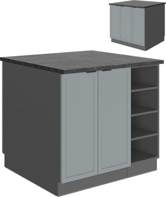 Vicco K&uuml;cheninsel Fame-Line, Hellblau-grau, 90 cm ohne Arbeitsplatte