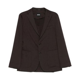 HUGO BOSS Homme, Vestes, Brun, Taille: L Veste de costume slim-fit en lin technique lavable