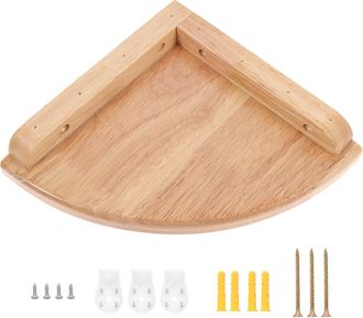 NUOBESTY 7 Zoll Eckregal aus Wei&szlig;er Eiche F&auml;cherf&ouml;rmiges Wandregal mit Wasserfester Oberfl&auml;che Wandmontiertes Aufbewahrungsgestell f&uuml;r Schlafzimmer und Wohnzim