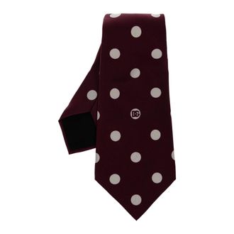 Dolce & Gabbana Cravate en soie &agrave; pois - Homme - Accessoires - Rouge - Taille: ONE Size