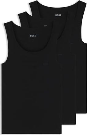 BOSS Hommes TankTop3P RibClassic Lot de Trois d&eacute;bardeurs en Coton &agrave; Logos brod&eacute;s