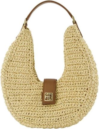Anine Bing Femme, Sacs, Beige, Taille: ONE Size Sac Bandouli&egrave;re Croissant en Raphia