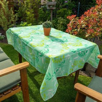 Laro Gartentischdecke Wetterfest rutschfest Eckig, Muster:Blätter Grün, Größe:130x160 Premium