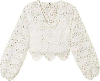 Twinset Femme, Blouses et Chemises, Blanc, Taille: 40 FR Blouse Coquillage en Macram&eacute;