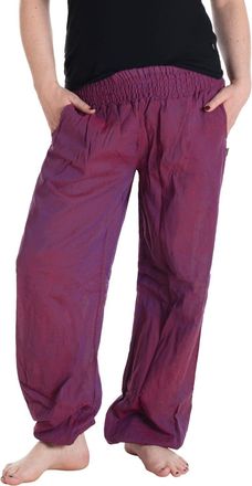 vishes Alternative Bekleidung - Lange Damen Sommerhose Haremshose Schlupfhose einfarbig Dehnbund Einheitsgr&ouml;&szlig;e (34-46) Pflaume