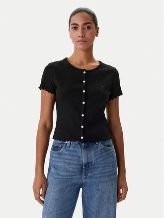 Tommy Jeans Bluse DW0DW20377 Schwarz Slim Fit