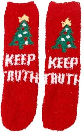 Generic Chaussettes de sport pour enfants 35-38 Automne Hiver No&euml;l Tissage Peluche chaude Corail Chaussettes Maison Chaussettes Sportswear, Rouge past&egrave;que, ta