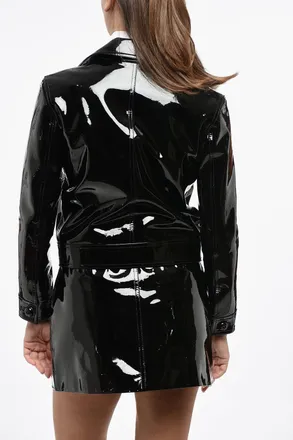 Celine Lackjacke mit Logo-Kn&ouml;pfen Celine