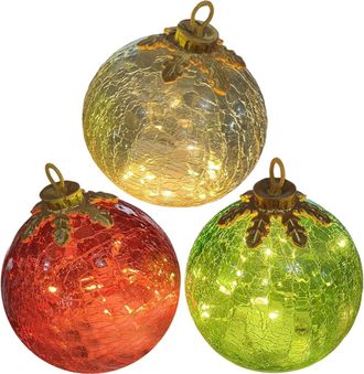 Generic Weihnachts-Glaskugeln - Set mit 3 beleuchteten Deko-Kugeln STK, Funkelnde f&uuml;r den Mittelpunkt STK, Elegantes festliches Arrangement | f&uuml;r den Innenber