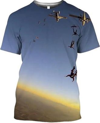 Keephen T-Shirt Graphique Aventure A&eacute;rienne pour Hommes/Femmes Impression 3D Montgolfi&egrave;re Parapente Parachute Manches Courtes Hauts d&eacute;contract&eacute;s
