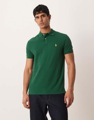 Polo Ralph Lauren Polo ajust&eacute; en piqu&eacute; avec logo embl&eacute;matique - Vert