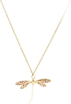 Luxenter Halskette mit mehrfarbigem Zirkoniastein, 18 K Gold-Finish - Zaka, Grande, Metall, Zirkonia